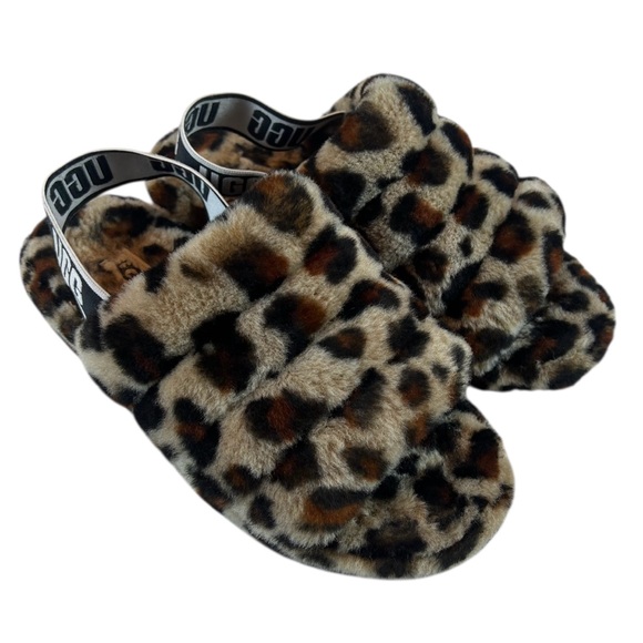 UGG | Shoes | Ugg Fluff Yeah Leopard Print Slip On Slides Slippers ...